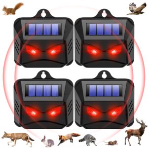 4 pack solar animal repellent outdoor coyote deterrent for yard racoon repellent outdoor skunk repellent for yard,deer repellent devices predator eyes predator lights for chicken coop farm garden