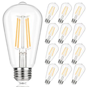 tobusa vintage led edison light bulbs 60w equivalent, 900lm super bright led bulbs, 6w st58 antique led filament bulbs, 2700k warm white, e26 base non-dimmable bulbs for home, office, 12-pack