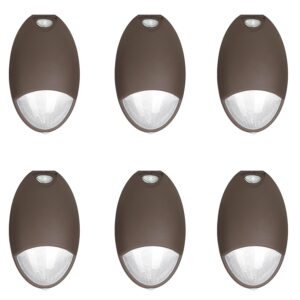 led emergency light with battery backup and photocell, self test diagnostics, outdoor led emergency wallpack, 12w 100-277vac ul-924 fire resistant ip65 wet location, dark bronze - ul listed - 6 pack