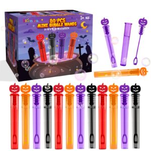 shemira 80pcs halloween bubble wands, mini bubbles party favors for kids, halloween party favors, halloween goodie bag stuffers, classroom prizes gifts for kids, halloween trick or treat toys bulk