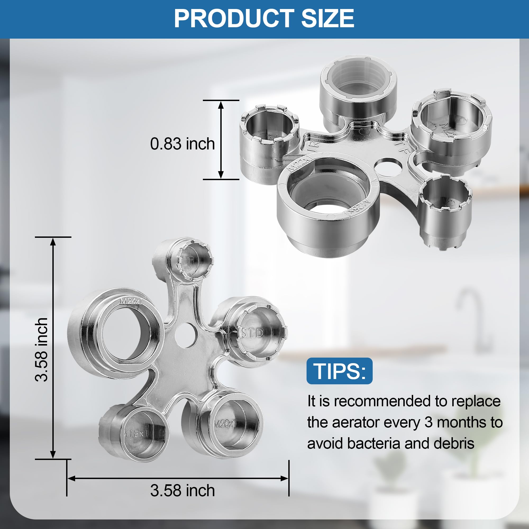 Enhon Universal Faucet Aerator Removal Tool, Metal Aerator Wrench Tool, Aerator Key for M22 x 1, M24 x 1, M28 x 1, M18 x 1, M16 x 1 and Cache Aerators in Sizes TF, TJ, TT, JR and STD