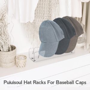 Puiuisoul Hat Stand for Baseball Caps, 2 Pack Hat Organizer and Display, Acrylic Hat Rack for 14 Baseball Caps for Bedroom, Closet, Dresser