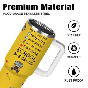 School Bus Driver Gifts - 40 Oz School Bus Driver Tumbler with Handle, School Bus Cups, Bus Driver Back to School Thank You Appreciation Gifts, School Bus Driver Christmas Birthday Retirement Gifts