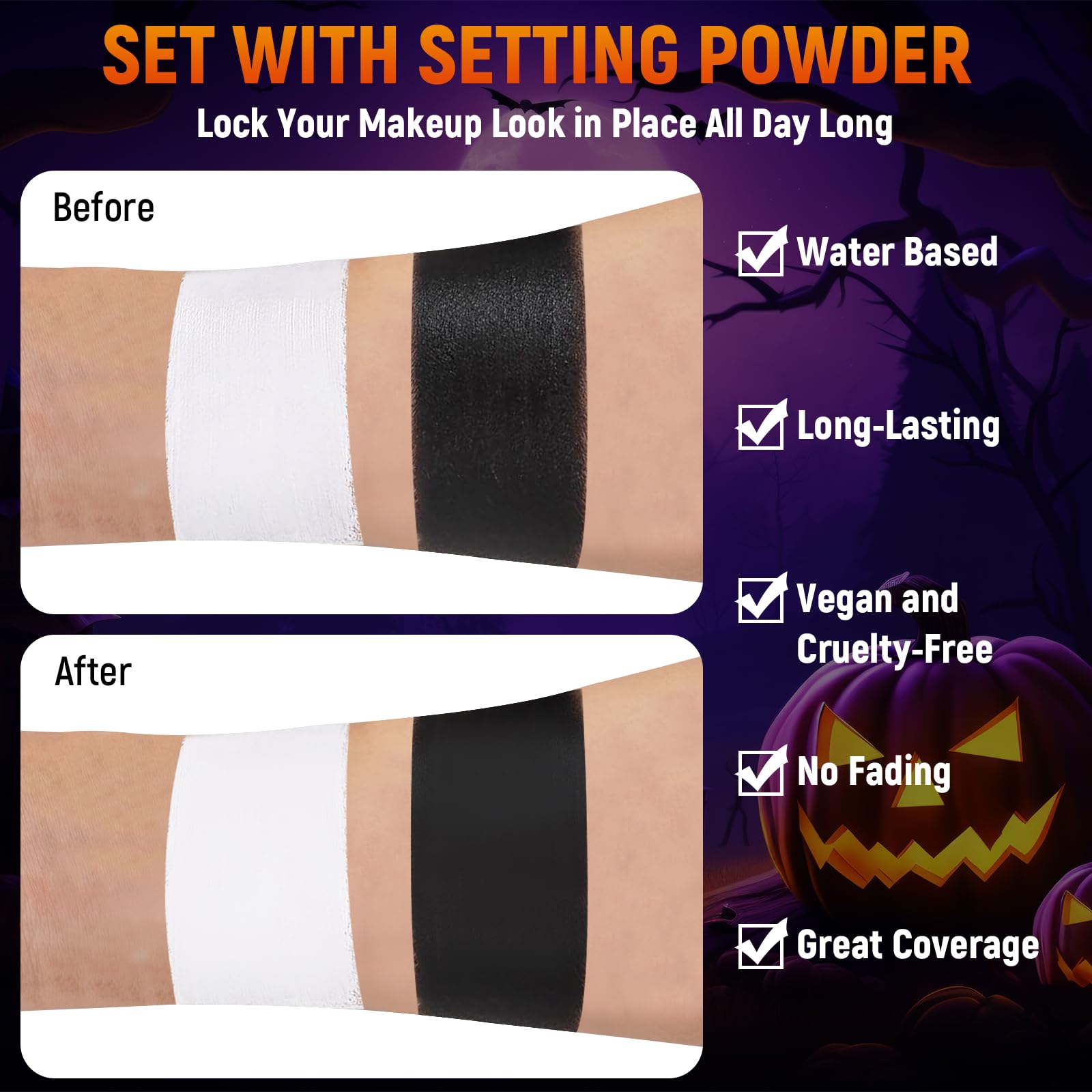 Black & White Face Paint Set (2.47 oz Each) - Halloween Full Coverage Face Painting Special Effects Makeup Kit for Body Face, Ideal for Skeleton, Joker, Clown, Corpse Cosplay Costume Accessories