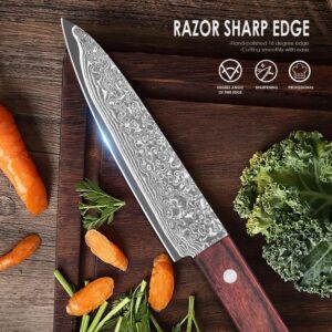 COOKLET'S Small Pairing Knife for Cutting Fruit, Professional VG10 Damascus Steel Forged Ultra Sharp Kitchen Knife, G10 Ergonomic Color Wooden Handle with Luxury Gift Box