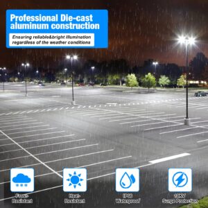 LED Parking Lot Light, 300W, 42,000LM 5000K Shoebox Light with Dusk to Dawn Photocell,Adjustable Arm Mount, IP66 Waterproof, Commercial LED Area Security Light for Parking Lot,Roadway,2PACK