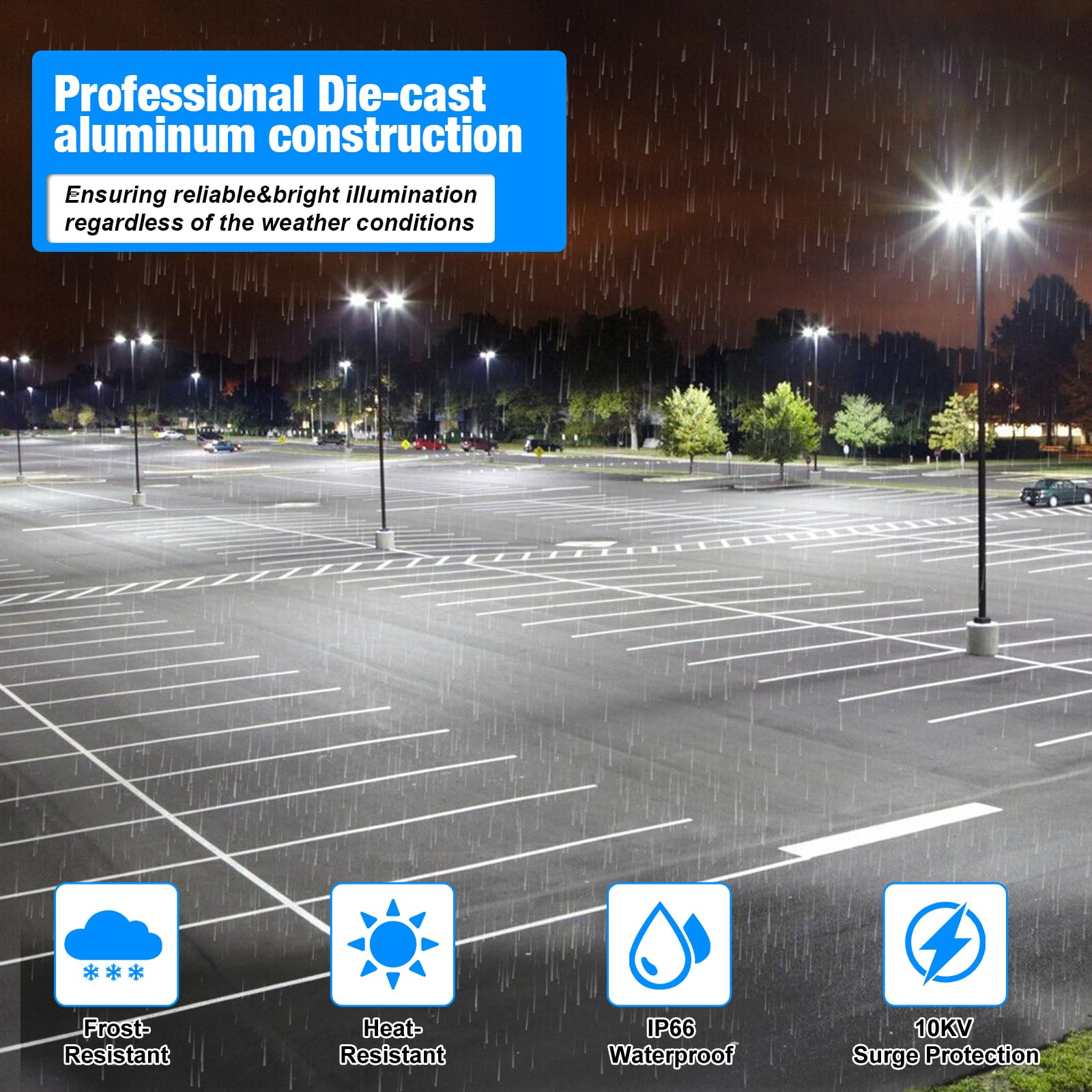 LED Parking Lot Light, 300W, 42,000LM 5000K Shoebox Light with Dusk to Dawn Photocell,Adjustable Arm Mount, IP66 Waterproof, Commercial LED Area Security Light for Parking Lot,Roadway,2PACK