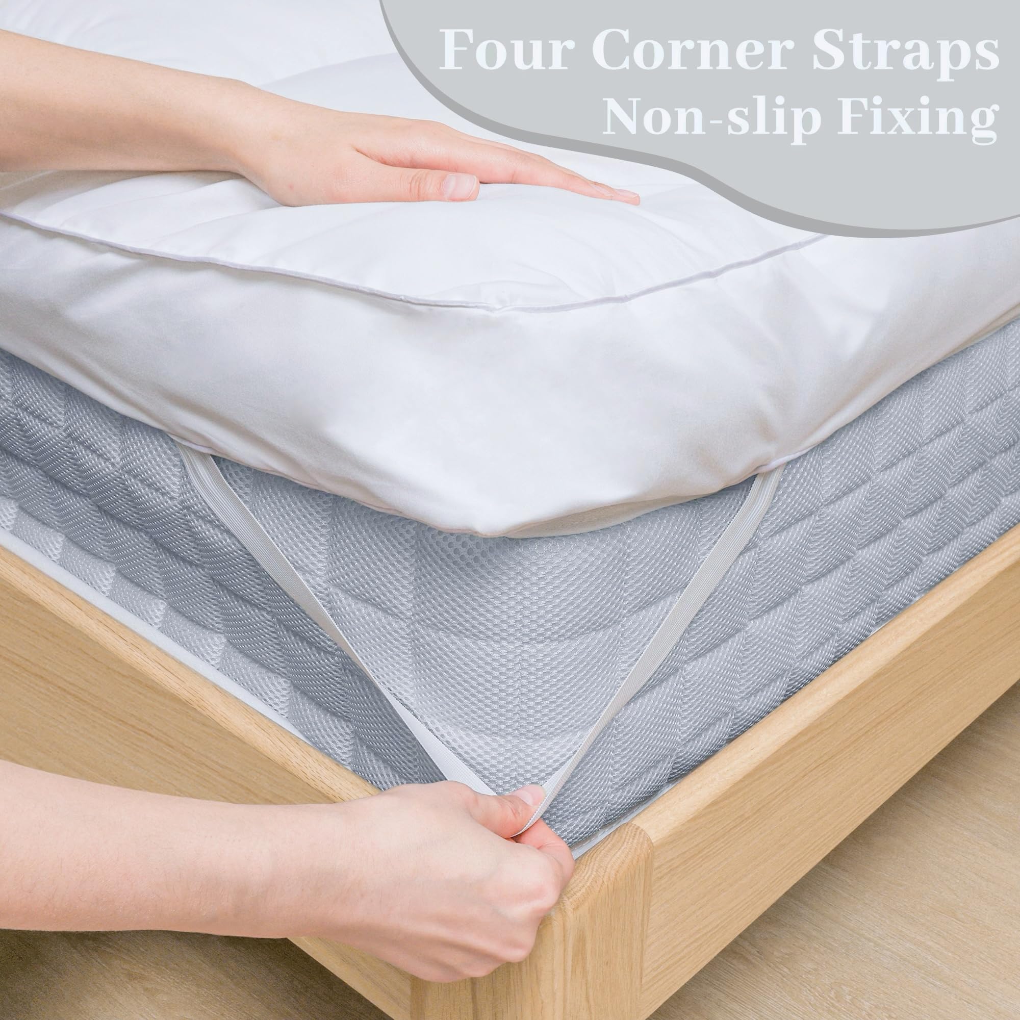 Cooling Mattress Topper Twin: 2 Inch Mattress Pad Cover,Ultra Soft Down Alternative Fill Pillow Top Cooling Bed Topper, Comfy Thick for Dorm Room Bunk RV