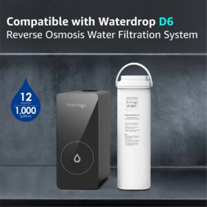 Waterdrop WD-D6RF Filter, Replacement for WD-D6-B Tankless Reverse Osmosis System, 1-Year Lifetime, Reduce PFAS