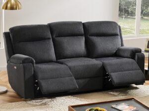 larmace power recliner sofa 3 seater reclining couch with overstuffed armrest and backrest electric double recliner sofa couch for living room, dark grey