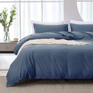 jellymoni duvet cover full size ultra soft- eucalyptus lyocell cotton blend silky cooling comforter cover set, hypoallergenic and moisture wicking breathable bedding, 3-piece set, indigo