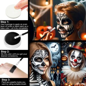 Black & White Face Paint Set (2.47 oz Each) - Halloween Full Coverage Face Painting Special Effects Makeup Kit for Body Face, Ideal for Skeleton, Joker, Clown, Corpse Cosplay Costume Accessories