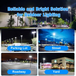 LED Parking Lot Light, 300W, 42,000LM 5000K Shoebox Light with Dusk to Dawn Photocell,Adjustable Arm Mount, IP66 Waterproof, Commercial LED Area Security Light for Parking Lot,Roadway,2PACK