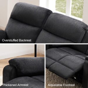 LARMACE Power Recliner Sofa and Loveseat Set Upholstered 2 Piece Reclining Couch with Overstuffed Armrest and Backrest Electric Recliner Sofa Couch Sets for Living Room, Dark Grey