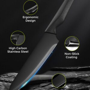 syvio Kitchen Utility Knife, 8 Inch Pro Kitchen Knife, High Carbon Stainless Steel Chef's Knives with Ergonomic Handle, Black