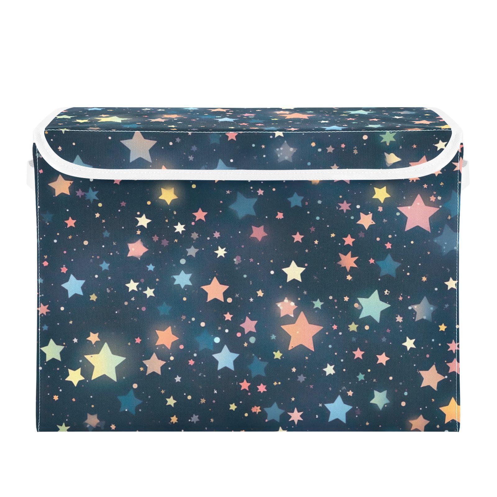 Moudou Star Storage Bin with Lid, Large Collapsible Cube Storage Box for Closet, Office, Bedroom, Home Decor