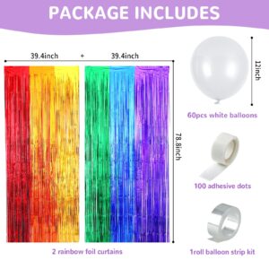 Rainbow Party Backdrop Balloon Arch Kit Decorations Rainbow Cloud Birthday Photo Props Booth Backdrops Rainbow Balloon Garland Fringe Curtains for Wedding Baby Shower Decor Photography Supplies