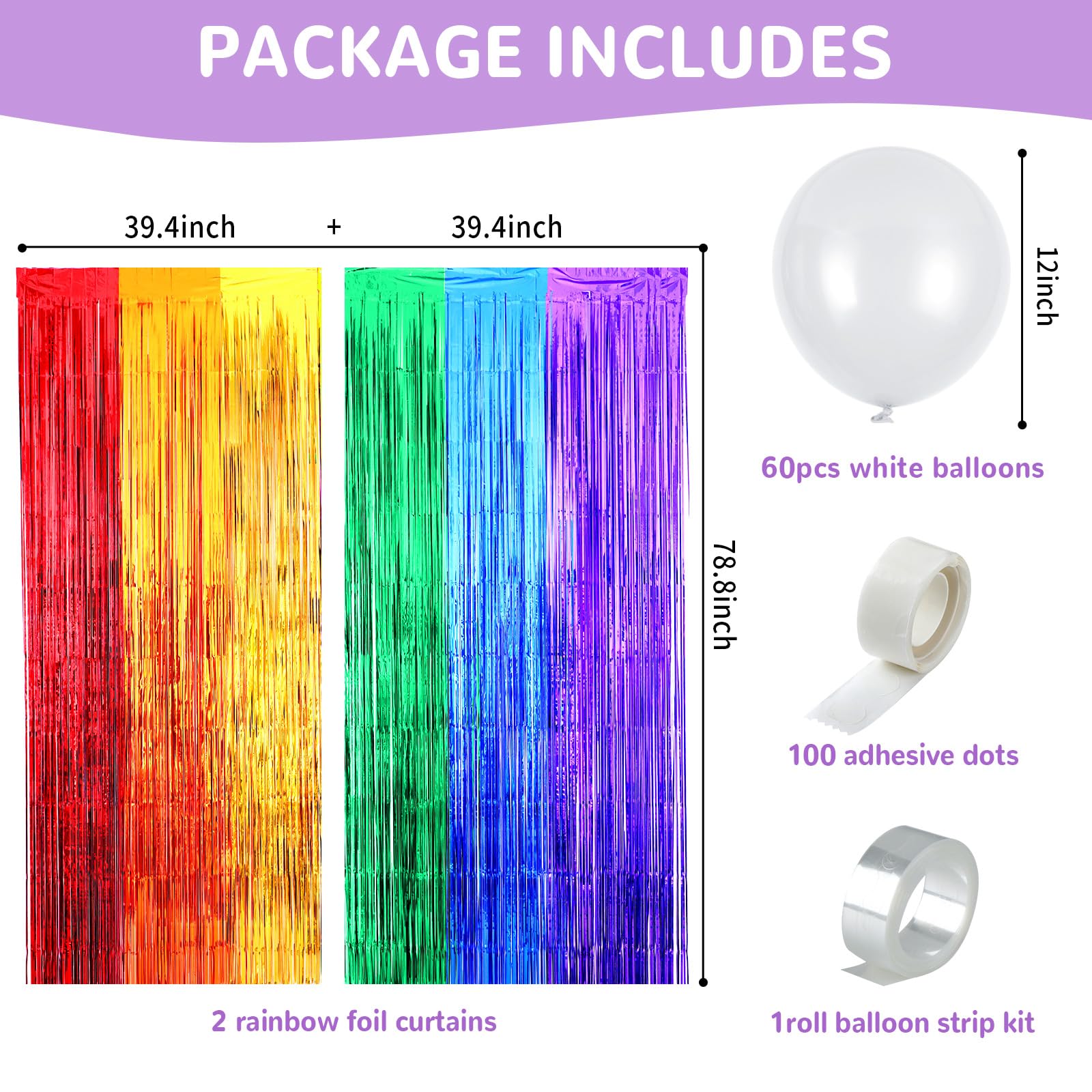 Rainbow Party Backdrop Balloon Arch Kit Decorations Rainbow Cloud Birthday Photo Props Booth Backdrops Rainbow Balloon Garland Fringe Curtains for Wedding Baby Shower Decor Photography Supplies