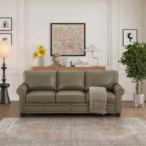 n noordeniya 82'' faux leather couch,living room furniture sofa, rivet decoration leather sofa couch for living room apply to office and home(3 seater sofas) taupe