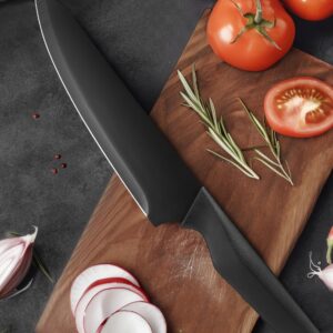 syvio Kitchen Utility Knife, 8 Inch Pro Kitchen Knife, High Carbon Stainless Steel Chef's Knives with Ergonomic Handle, Black