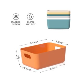 PAASTAI 7 Pack Plastic Storage Small Bins 9.4"X6.5"X3.9" Classroom Bins Organizing Containers for Pantry Kitchen, Cupboard box,and Bathroom Organizer