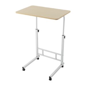 small standing desk - rolling computer stand with adjustable height - 23.62'' x 15.75'' portable rolling desk computer desk - laptop desk home bedroom pc table - laptop desk (white maple color)