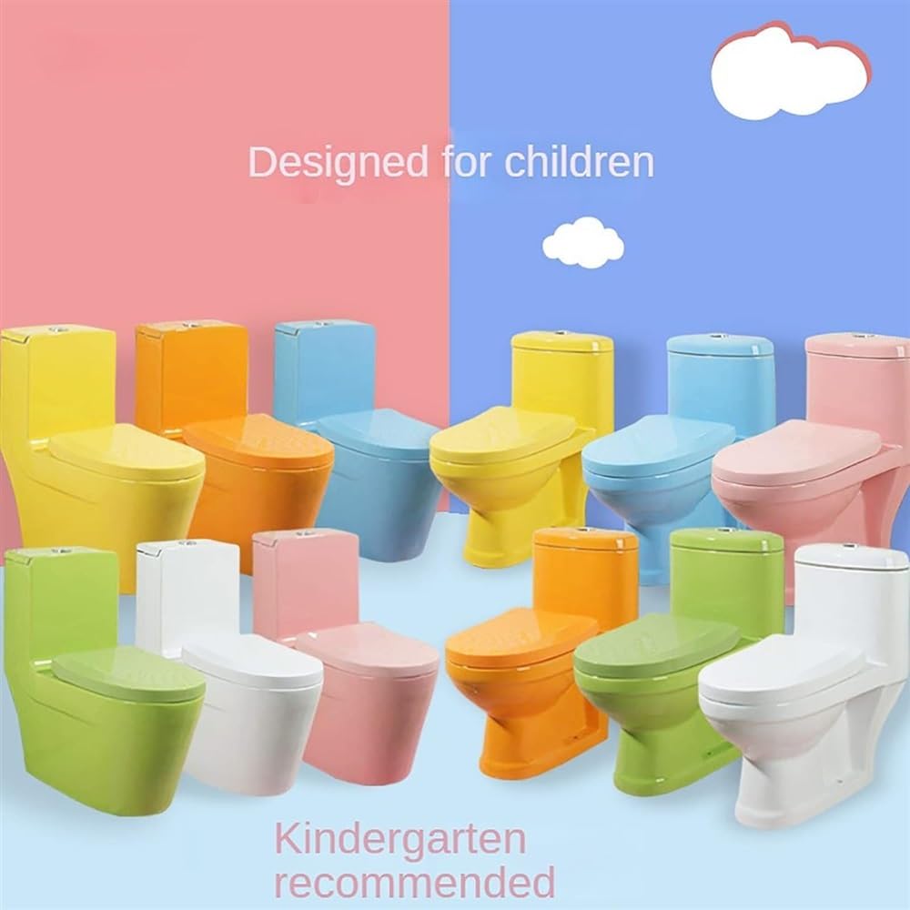 QIUFANGM Child Mute Toilet Super Smart Toilet, Creative Ceramics Bidet Toilet, One Piece Toilet With Dual Flush, Modern Siphonic Toilet for Kindergarten (Color : Pink, Size : 500x290x530mm)