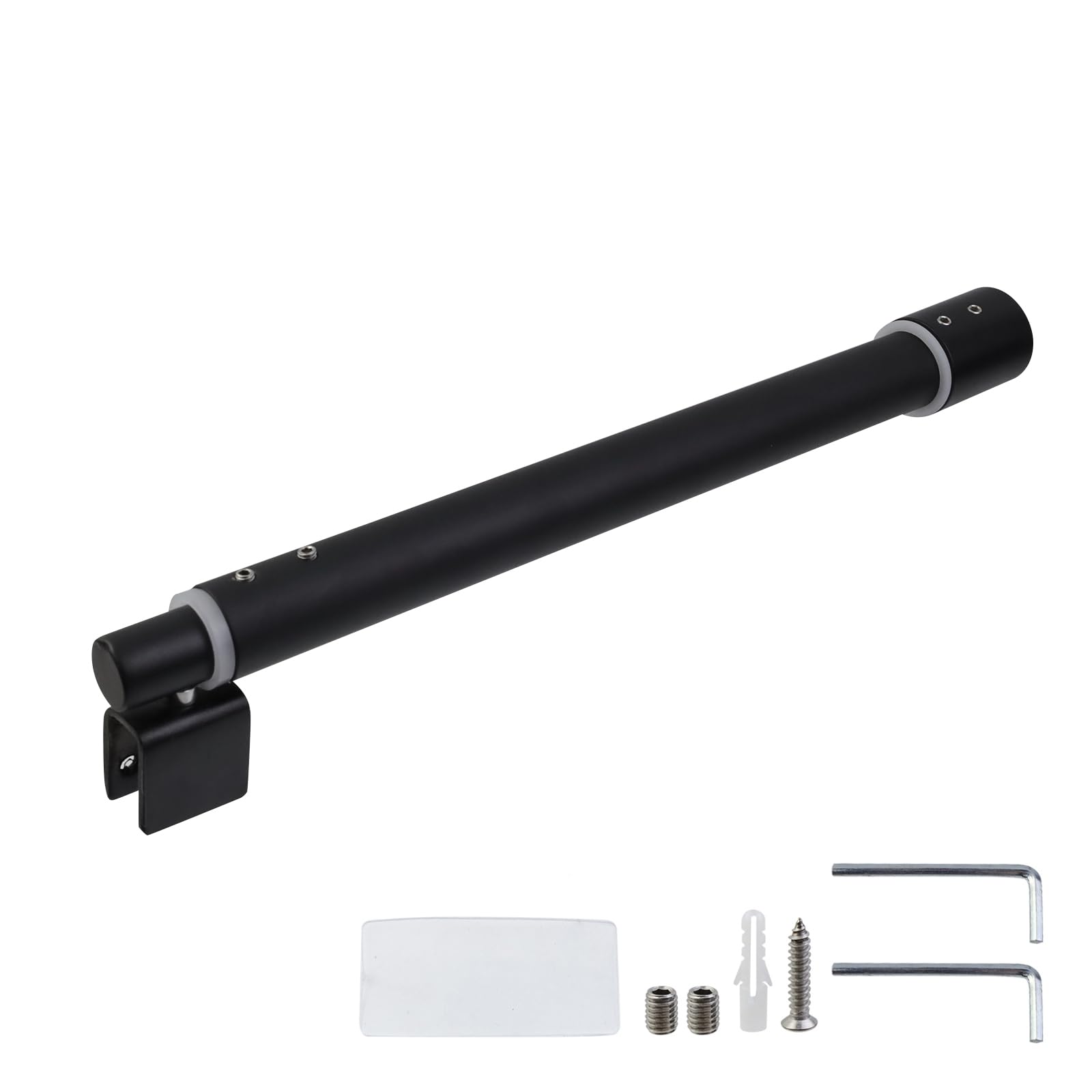 UTALIND 1pcs Wall-to-Glass Support Arm for 5/16" to 1/2 "(8-12mm) Thick Glass Sliding Door Support Bar for Kitchen Glass Doors, Bathtubs, with Screws, Black