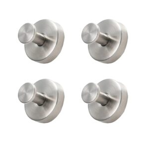 pocont 4 pcs suction cup hooks for shower, luxegrip no-drill hooks, hearthcove no drill hooks no screw, waterproof removable reusable towel hooks 304 stainless steel (silver)