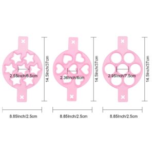 BASEPOW 3 Pcs Silicone Pancake Mold,Flip N Cook Pancake Maker,Reusable Egg Mold Ring Pancake Maker (Pink)