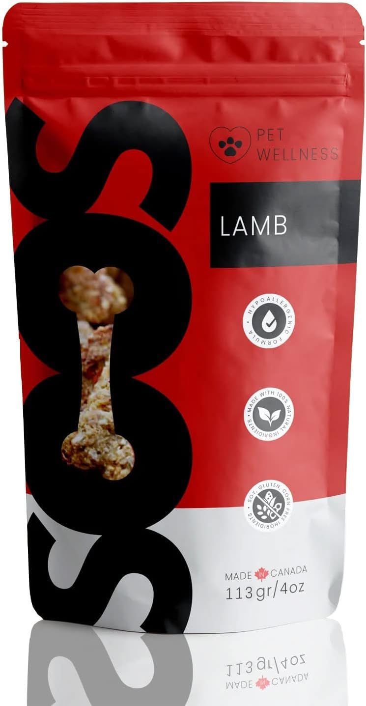 SOOS Lamb Dog Treats Training Dog Treats Dog Chews Cat Treats All Natural Dogs and Cats Wellness Treat for Pets - 1x Pack 113gr / 4oz