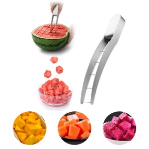 watermelon cutter slicer tool stainless steel cutting watermelon into cubes watermelon knife, useful cool kitchen gadgets for watermelon lover make juice fruit salad