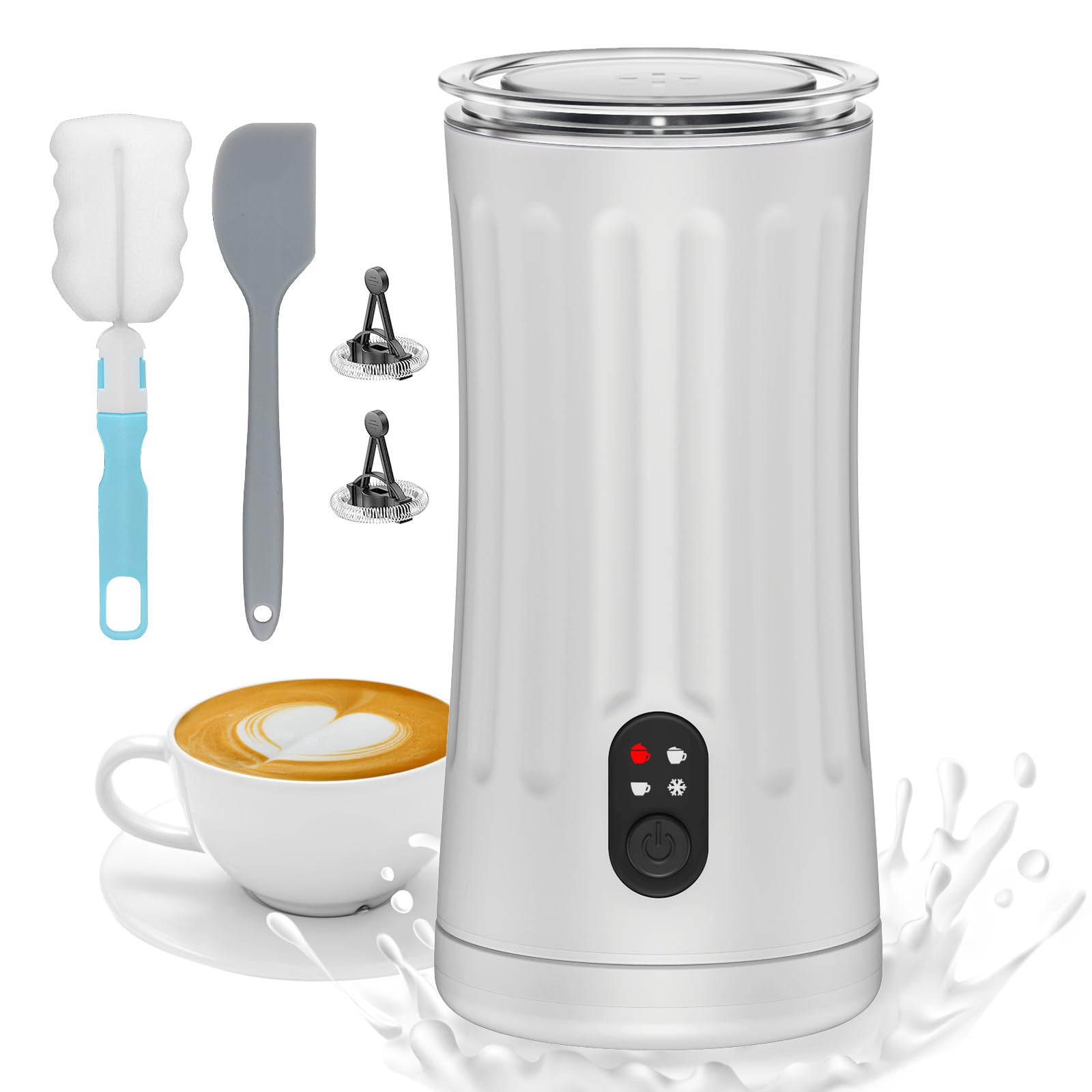 Generic Electric Milk Frother, 4-in-1 Milk Steamer and Frother, 8.1oz/240ml Automatic Warm and Cold Foam Maker, Milk Warmer and Coffee Frother for Latte, Cappuccino, Macchiato(White), SS-001