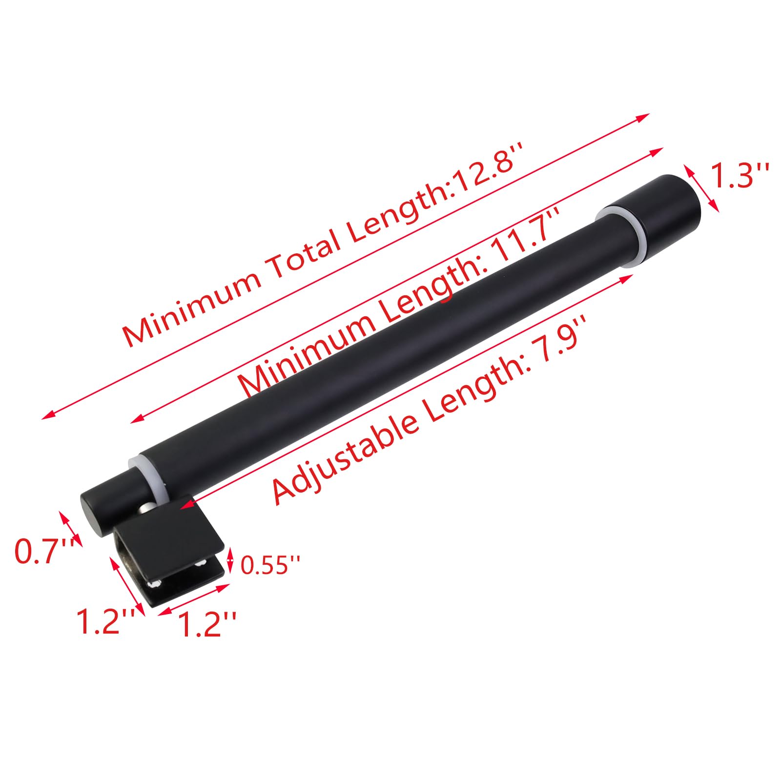 UTALIND 1pcs Wall-to-Glass Support Arm for 5/16" to 1/2 "(8-12mm) Thick Glass Sliding Door Support Bar for Kitchen Glass Doors, Bathtubs, with Screws, Black