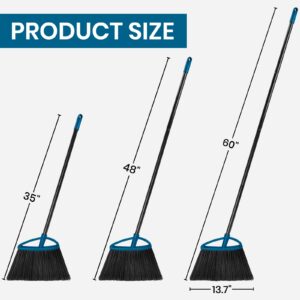 MAVRIZ 3 Pack Heavy Duty Broom Outdoor with 60" Long Handle Stiff Bristle Kitchen Broom for Sweeping Indoor Angle Broom for Shop Restaurant Garage Patio