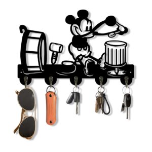 BOVIZIPY Mickey Mouse Cartoon Key Hang Hook, Disney Small Item Storage Rack, Wall Decor Hook,Home Decor, Thanksgiving Day's Gifts for Parents/Child/boy/Girl, Black with 5 Hooks - Key Hook 1