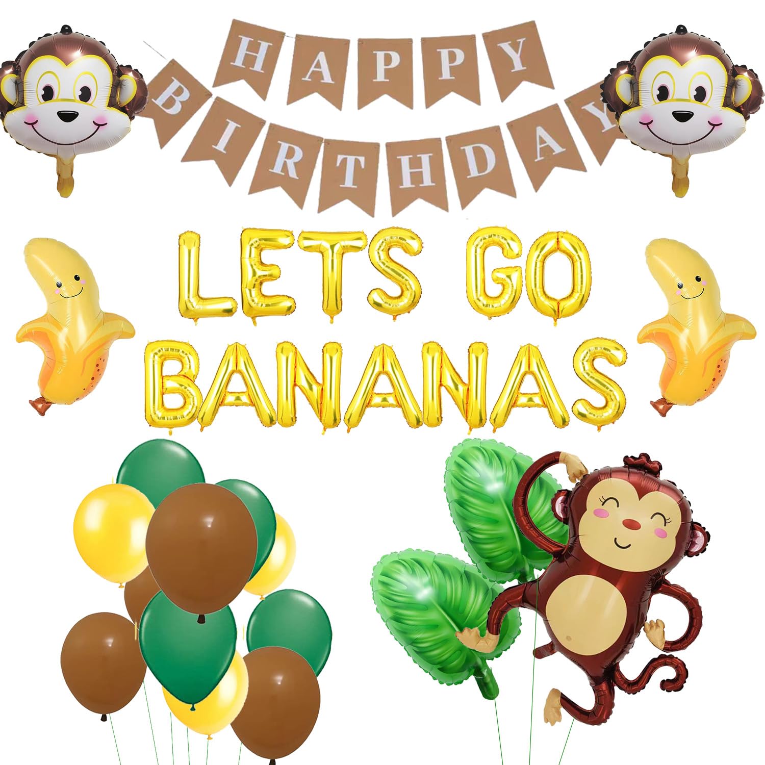 Let's Go Bananas Birthday, Monkey Birthday Decorations, Monkey Theme Birthday Decorations, Monkey Jungle Birthday Decorations,Monkey And Banana Birthday Decorations,Jungle Safari Animal Tropical Decor