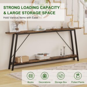 IBUYKE 78.7 Inches Extra Long Sofa Table Behind Couch, Industrial 2-Layer Console Table for Hallway, Entryway & Living Room,Rustic Brown UTMJ063H