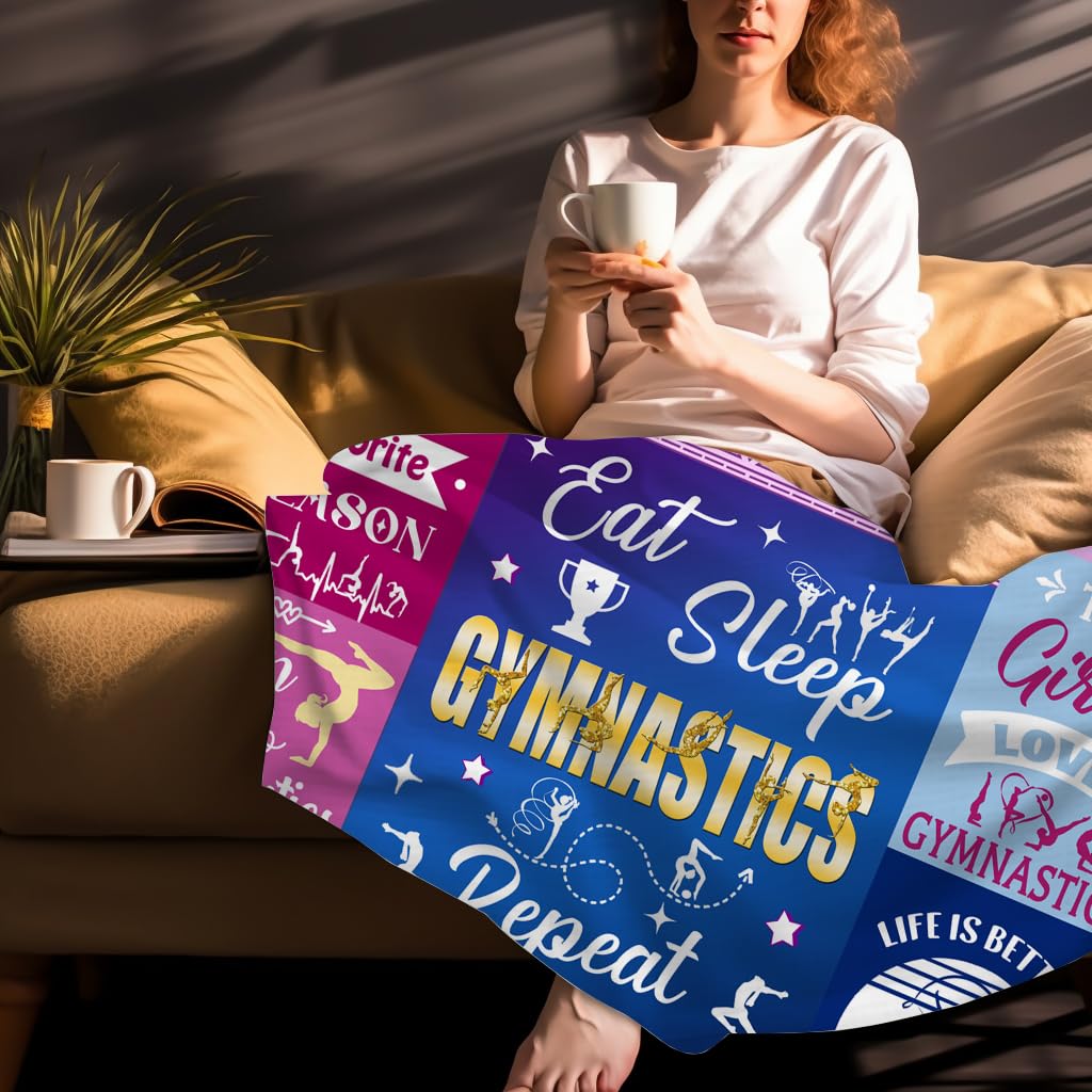 Gymnastics Gifts Blanket Gymnastics Gifts for Girls Throw Blanket Ultra Soft Cozy Lightweight Blankets Gymnastics Lovers Christmas Birthday Gifts 50"X40"