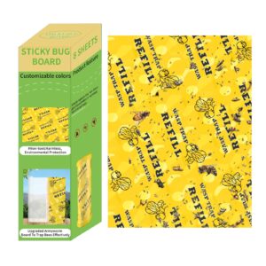 wasp trap refill sticky, yellow jacket trap refills fly paper boards replacement pads set (8 pcs)