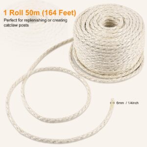 SIsal Rope for Cat Scratcher 1/4" 164 Foot White Natural Sisal Rope for Repairing Cat Scratching Post