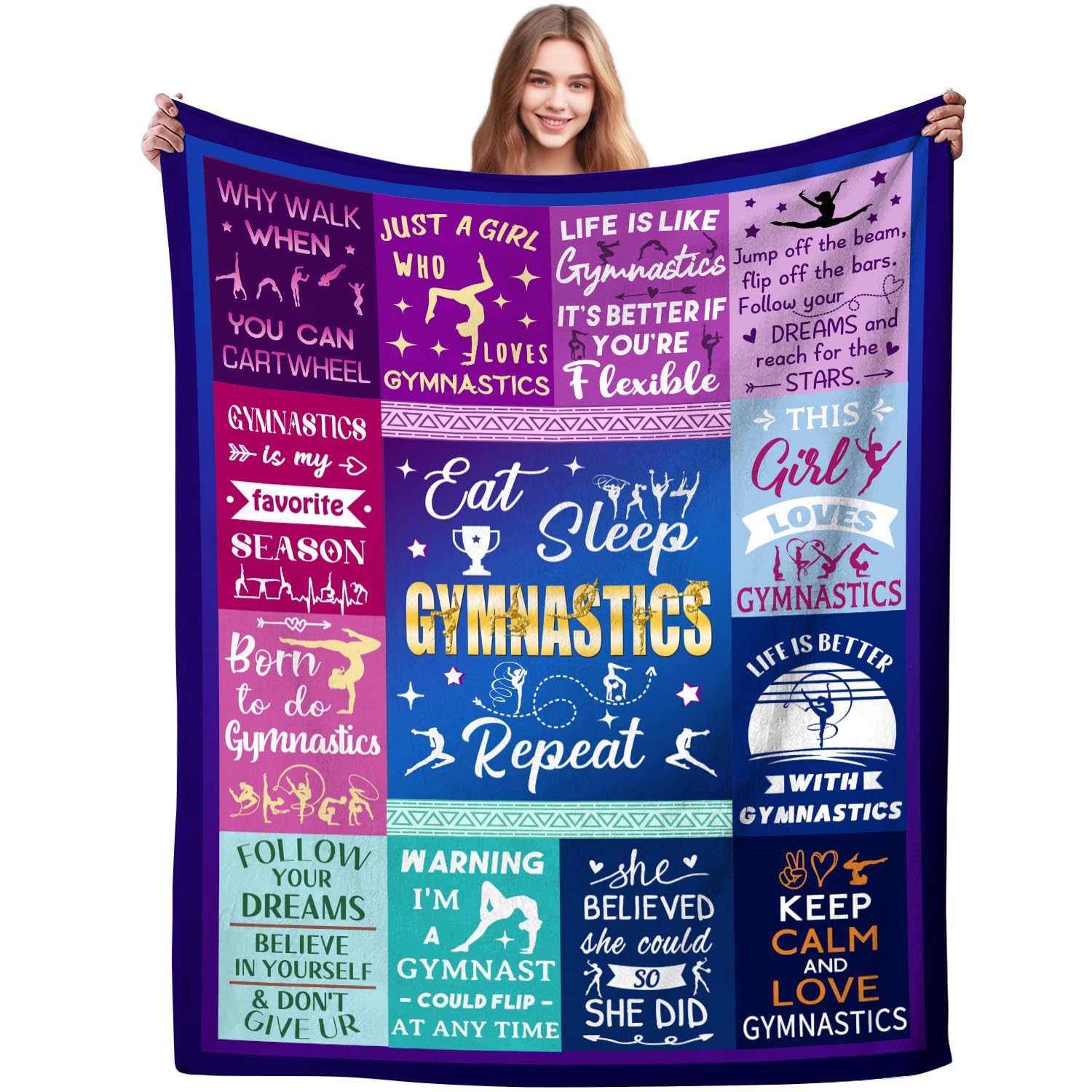 Gymnastics Gifts Blanket Gymnastics Gifts for Girls Throw Blanket Ultra Soft Cozy Lightweight Blankets Gymnastics Lovers Christmas Birthday Gifts 50"X40"