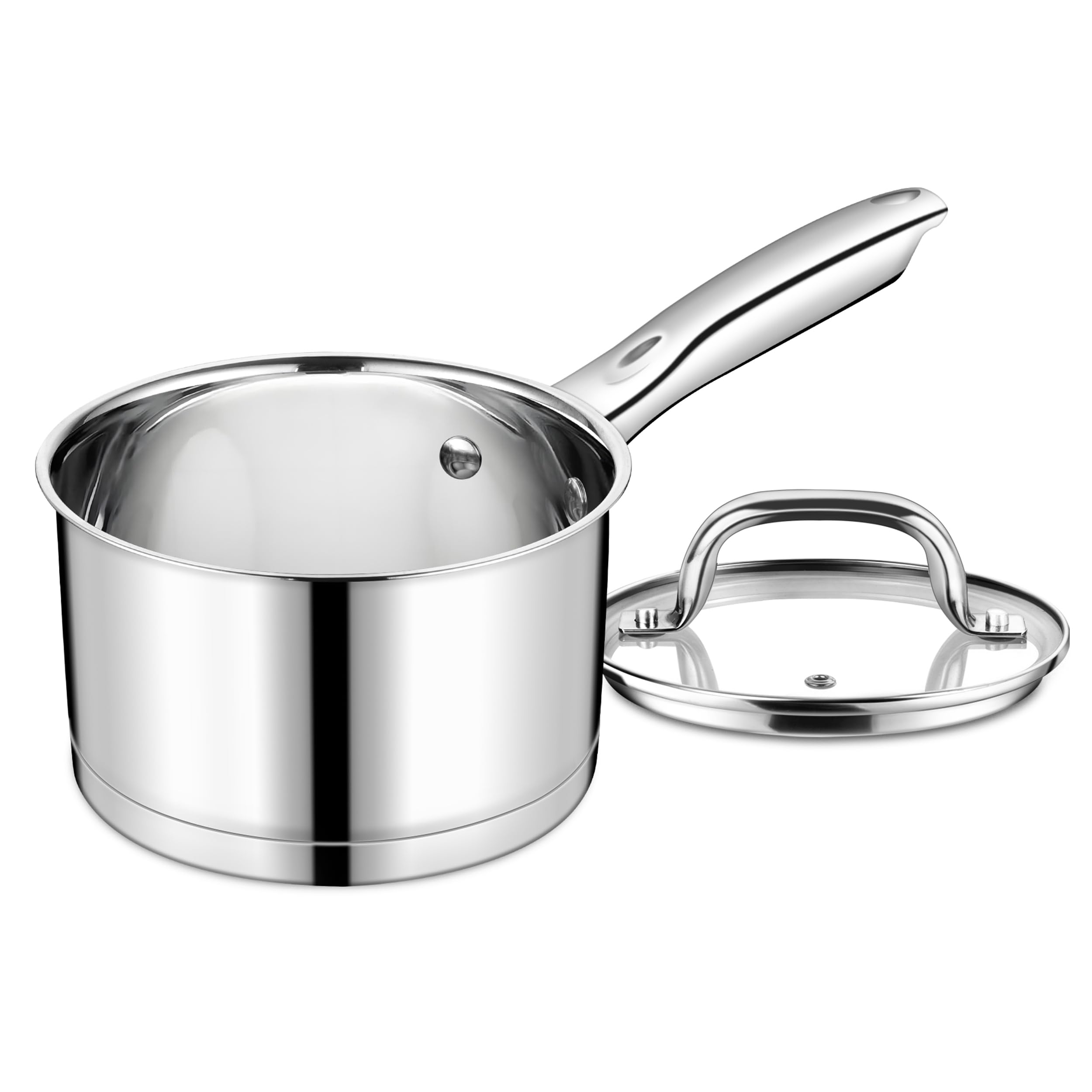 Homikit 1QT Saucepan with Lid, 1 Quart Stainless Steel Sauce Pan, Small Saucepan with Tri-ply Composite Bottom, Induction Cooking Pot for Making Pasta, Boiling Soup, Warming Milk, Dishwasher Safe