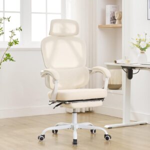 bowthy ergonomic office chair with footrest,mesh home office desk chair with adjustable lumbar support & headrest,90-135 comfy reclining chair,high back computer executive chair,360 swivel task chair