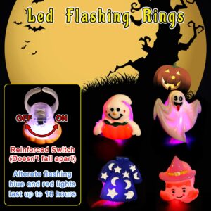 LOMIMOS Halloween 3D Light Up Rings, Resin Ring Toys Goodie Bag Fillers Glow In The Dark Accessory for Kids Treat Bags Gifts Party Favors Supplies(12pcs)