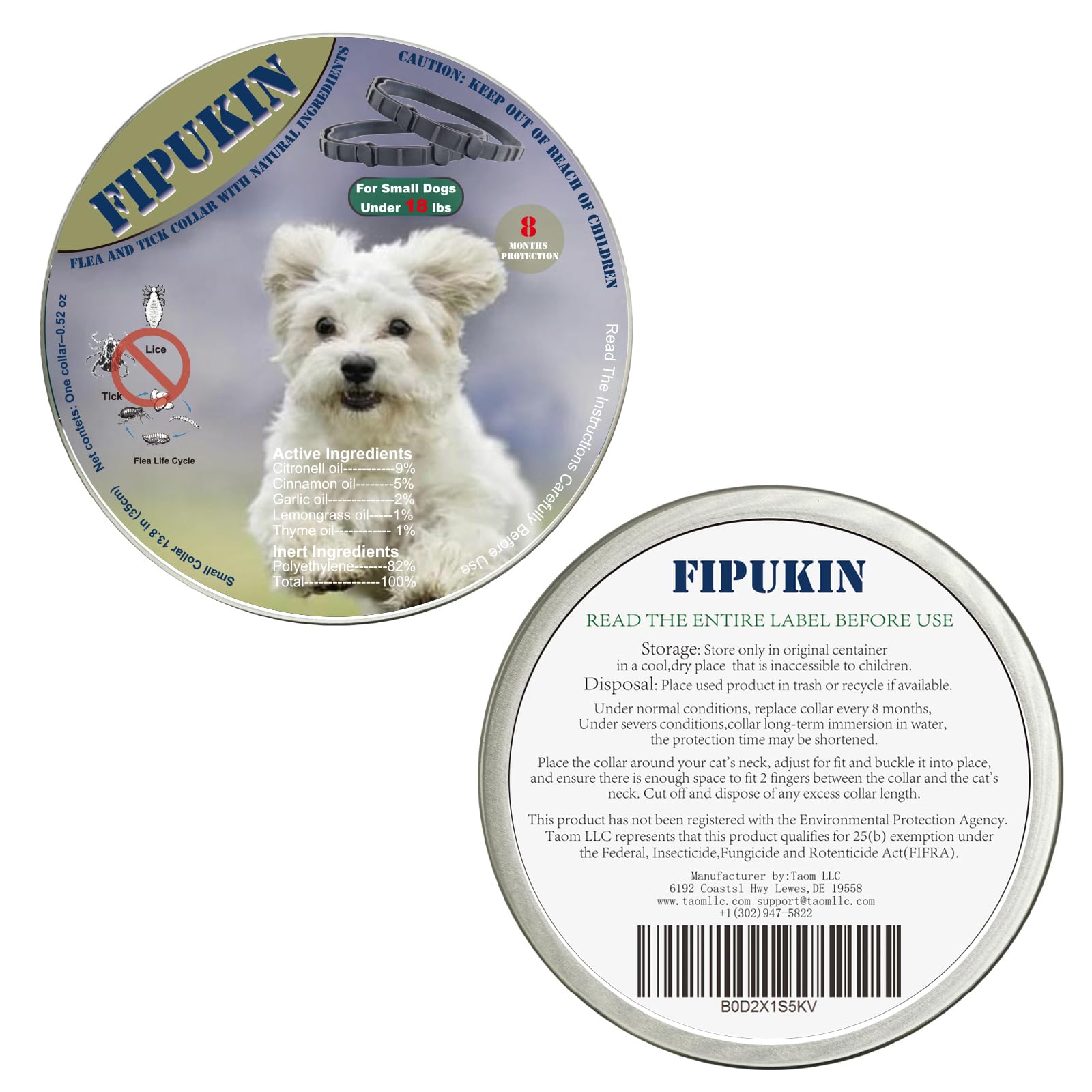 Natural Ingredients Flea Repellent Collar for Small Dogs, Safe and Effective Flea and Tick Repellent, Waterproof, 8 Months Protection per Collar, Free Comb, 13.8 Inches, 2-Pack