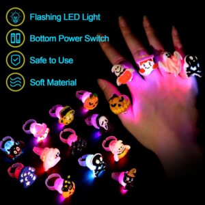 LOMIMOS Halloween 3D Light Up Rings, Resin Ring Toys Goodie Bag Fillers Glow In The Dark Accessory for Kids Treat Bags Gifts Party Favors Supplies(12pcs)