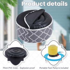 Juexica 2 Pack Outdoor/Indoor Inflatable Ottoman, All Weather Round Pouf with Handle D21 x H9, Water Repellent Portable Footstool Pouf for Patio Garden Camping or Home