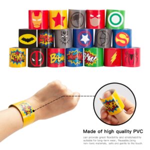 HHMJZW 36PCS Superhero Slap Bracelet and 12PCS Superhero Party Masks for Kids Baby - 48PCS The Avengers Super Heroes Birthday Party Supplies Favors Children/Kids/Adults, Red