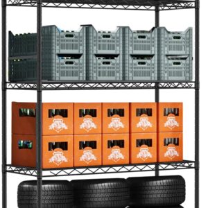 BSTOPHKL Wire Shelving Storage Shelf 5 Tier Wire Shelves Unit, 1500lbs Capacity Adjustable Rolling Metal Racks with Wheels,Metro Shelving Heavy Duty for Kitchen, 30" D x 14" W x 60" H, Black